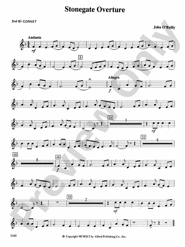 Stonegate Overture: 2nd B-flat Cornet: 2nd B-flat Cornet Part - Digital Sheet Music Download