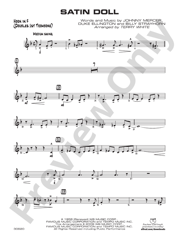 Satin Doll: 1st F Horn: 1st F Horn Part - Digital Sheet Music Download