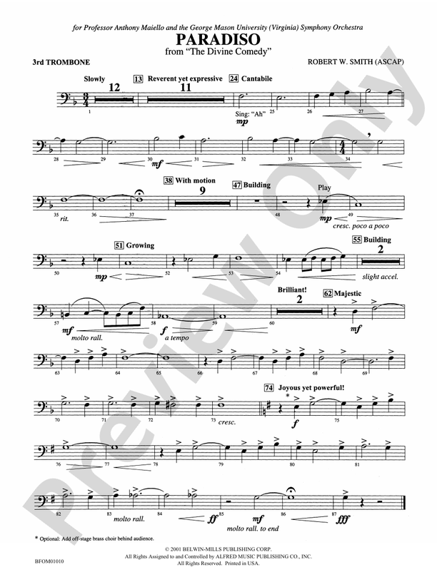 Paradiso (from The Divine Comedy): 3rd Trombone: 3rd Trombone Part - Digital Sheet Music Download