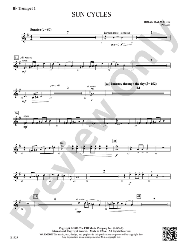Sun Cycles: B-flat Trumpet 1: B-flat Trumpet 1 Part: Brian Balmages ...