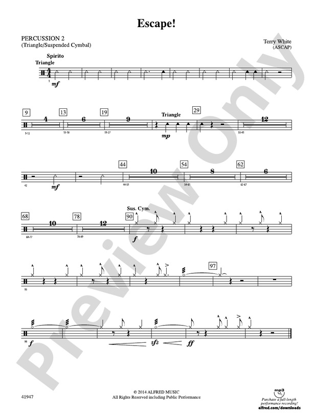 Escape!: 2nd Percussion: 2nd Percussion Part - Digital Sheet Music Download