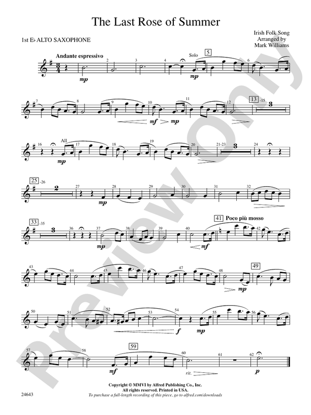 The Last Rose of Summer: E-flat Alto Saxophone: E-flat Alto Saxophone ...