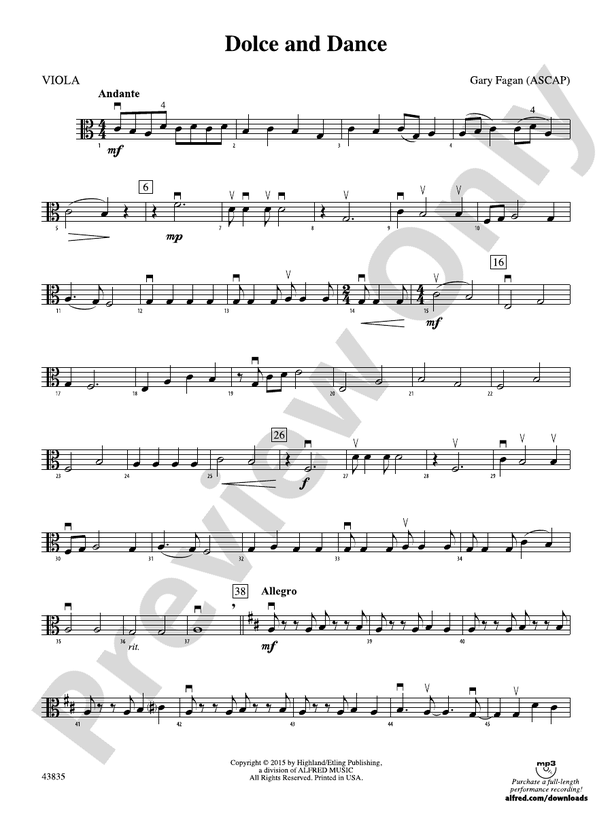 Dolce and Dance: Viola: Viola Part - Digital Sheet Music Download