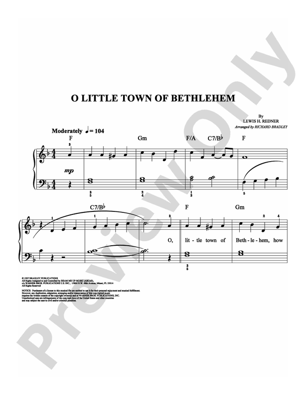 O Little Town of Bethlehem: Easy Piano: Lewis Redner - Digital Sheet ...