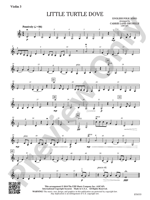 Little Turtle Dove: Violin 3 (Viola T.C.): Violin 3 (Viola T.C.) Part ...