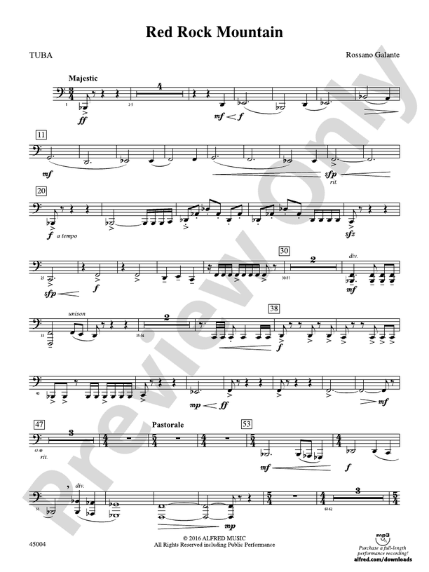 Red Rock Mountain: Tuba: Tuba Part - Digital Sheet Music Download