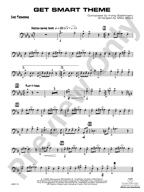 Get Smart Theme: 2nd Trombone: 2nd Trombone Part - Digital Sheet Music Download