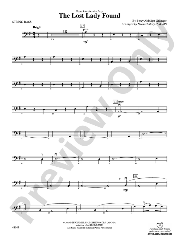 The Lost Lady Found: String Bass: String Bass Part - Digital Sheet ...