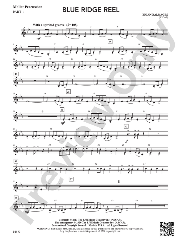 Blue Ridge Reel: Part 1 Mallet Percussion: Part 1 Mallet Percussion ...