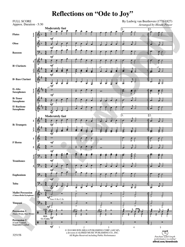 Reflections on "Ode to Joy": Score: Concert Band Score - Digital Sheet ...