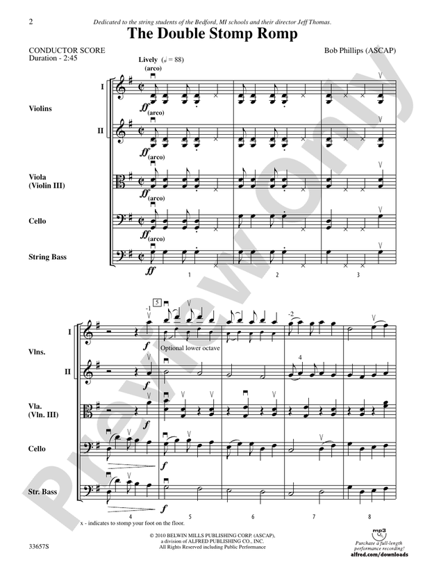 The Double Stomp Romp: String Orchestra Conductor Score & Parts: Bob ...