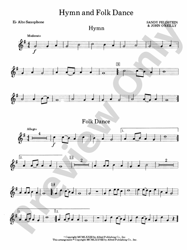 Hymn And Folk Dance E Flat Alto Saxophone E Flat Alto Saxophone Part