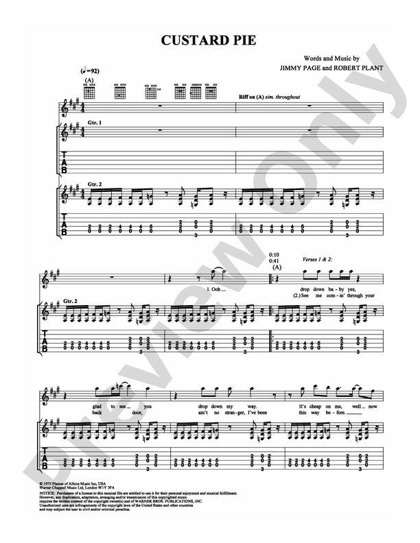 Custard Pie: Guitar TAB: Led Zeppelin - Digital Sheet Music Download