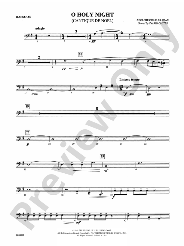 O Holy Night: Bassoon: Bassoon Part - Digital Sheet Music Download