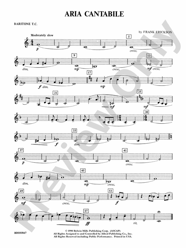 Aria Cantabile: Baritone T.C.: Baritone T.C. Part - Digital Sheet Music Download