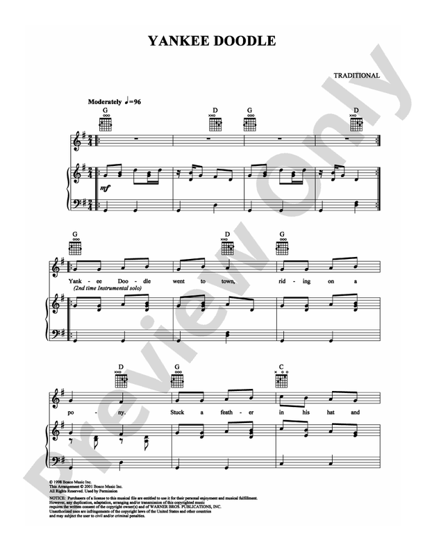 Yankee Doodle: Piano/Vocal/Chords: Traditional - Digital Sheet Music ...
