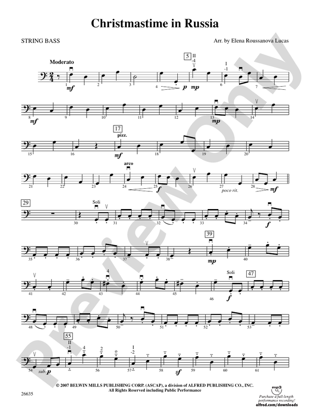 Christmastime in Russia: String Bass: String Bass Part - Digital Sheet ...