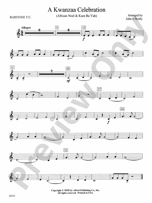 A Kwanzaa Celebration: Baritone T.C.: Baritone T.C. Part - Digital ...
