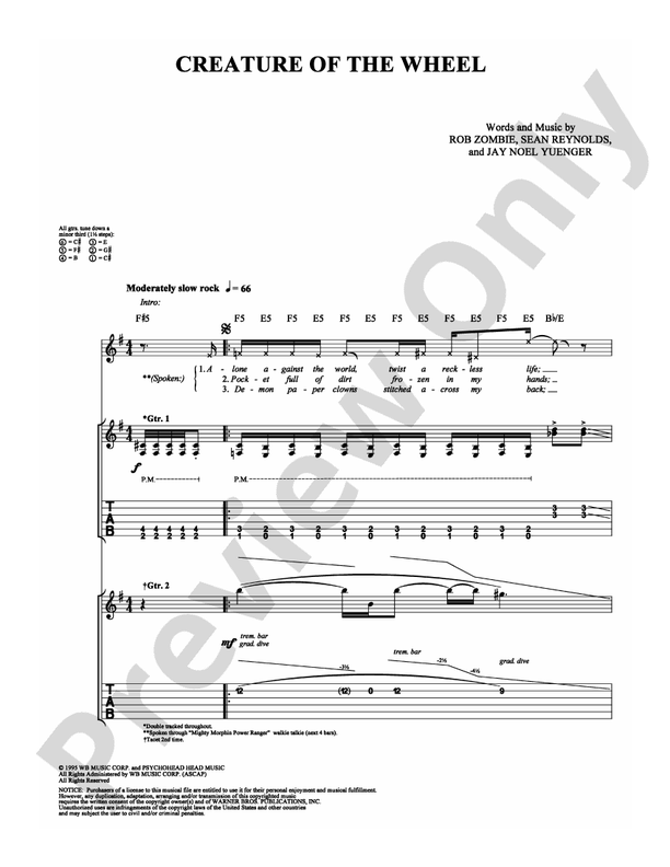 Creature of the Wheel: Guitar TAB: White Zombie - Digital Sheet Music Download