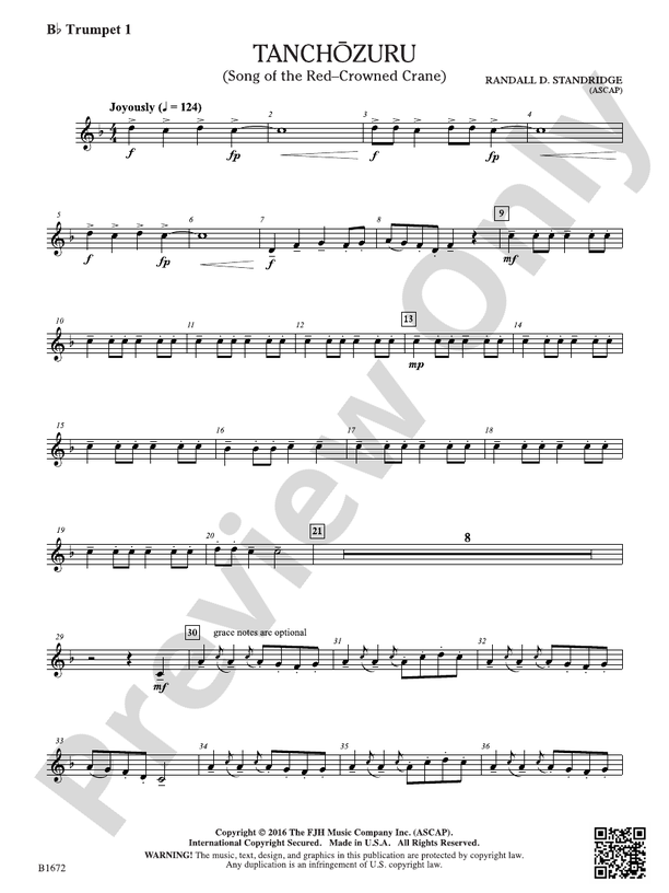 Tanchozuru: B-flat Trumpet 1: B-flat Trumpet 1 Part: Randall D ...
