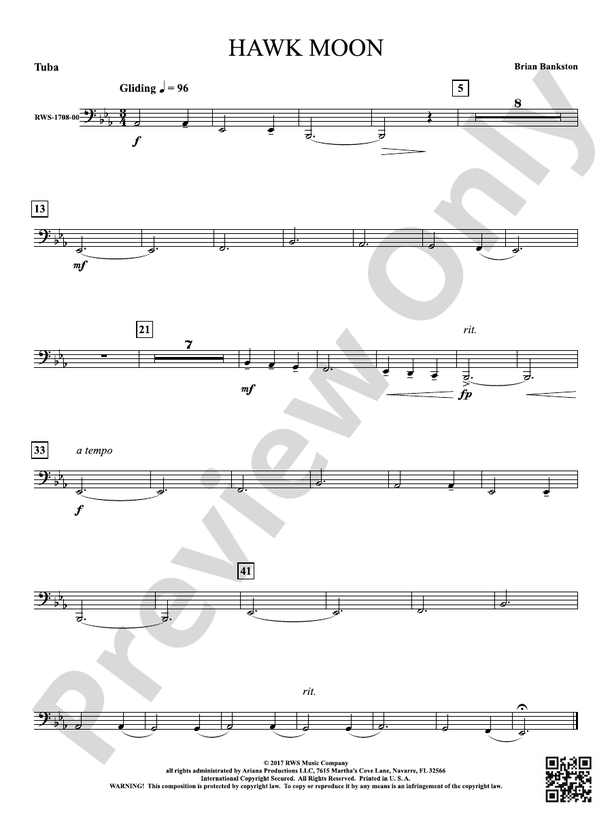 Hawk Moon: Tuba: Tuba Part: Brian Bankston - Digital Sheet Music Download