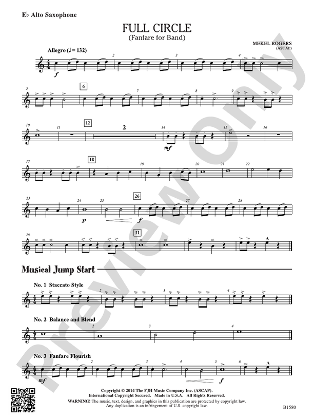 Full Circle: E-flat Alto Saxophone: E-flat Alto Saxophone Part: Mekel ...