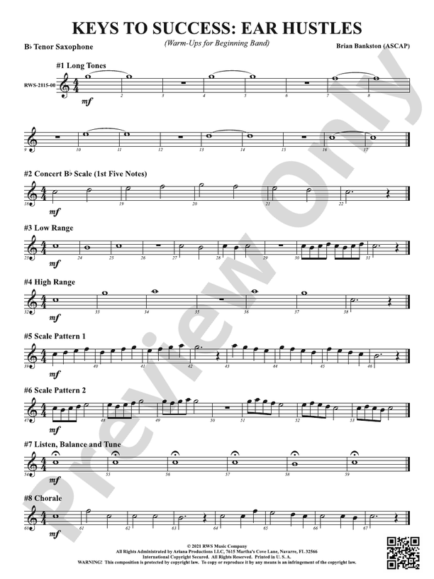 Keys to Success: Ear Hustles - Warm-Ups for Beginning Band: B-flat ...