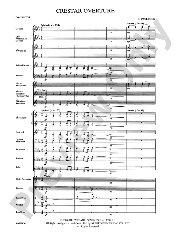 Crestar Overture: Concert Band Conductor Score & Parts: Paul Cook - Digital Sheet Music Download