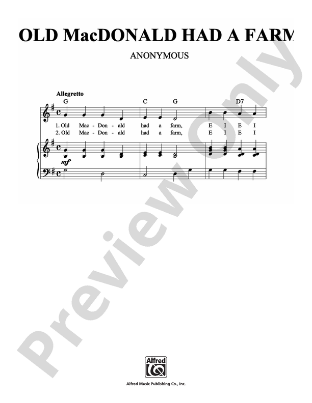 Old MacDonald Had a Farm: Piano/Vocal/Chords: Anonymous - Digital Sheet Music Download