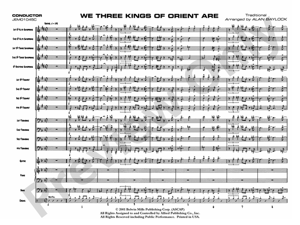 We Three Kings of Orient Are: Jazz Ensemble Conductor Score & Parts ...