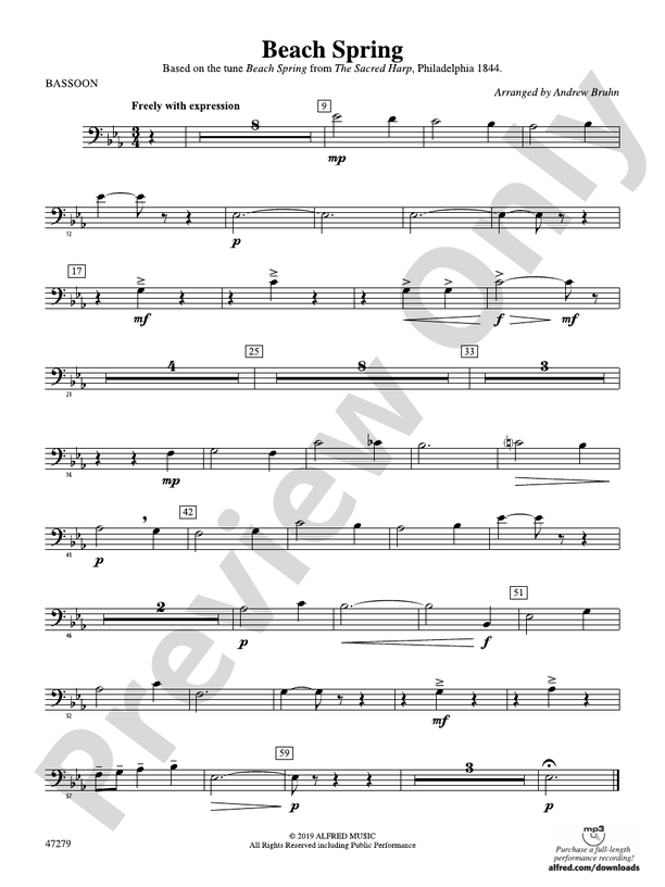 Beach Spring: Bassoon: Bassoon Part - Digital Sheet Music Download