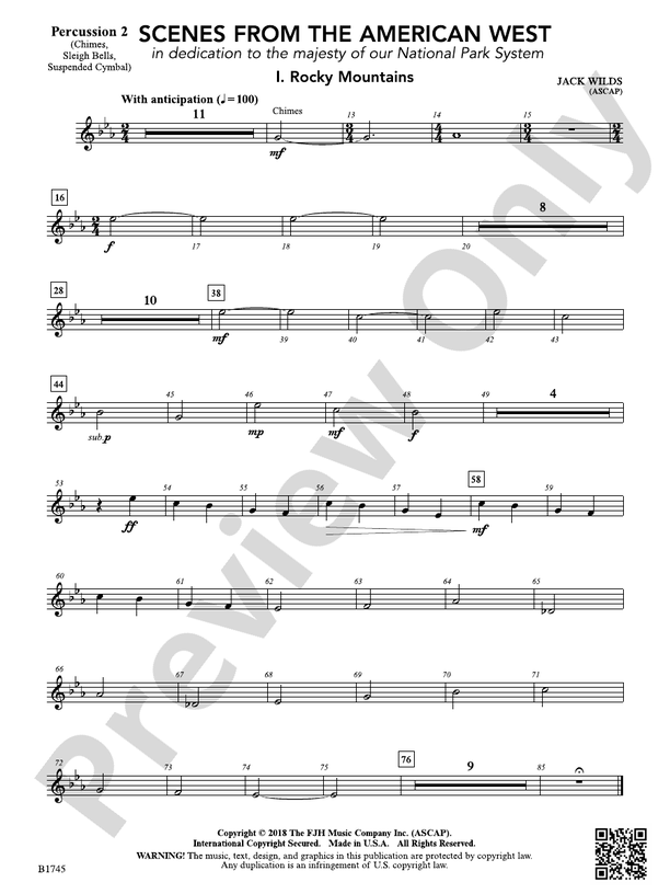 Scenes from the American West: Percussion 2: Percussion 2 Part: Jack Wilds - Digital Sheet Music ...