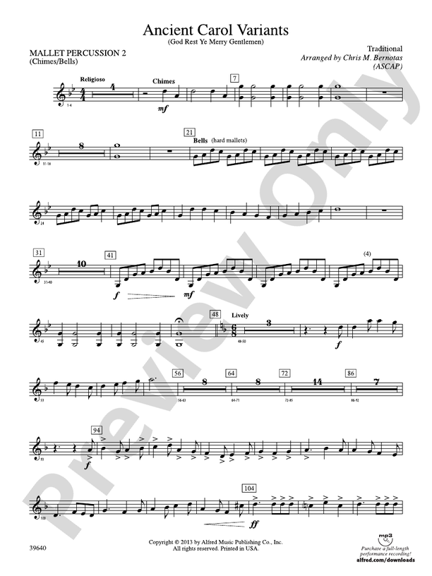 Ancient Carol Variants: 2nd Mallet Percussion: 2nd Mallet Percussion ...