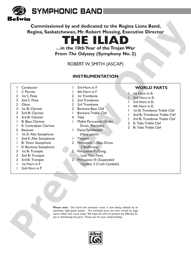 The Iliad (from The Odyssey (Symphony No. 2)): Score: Concert Band ...