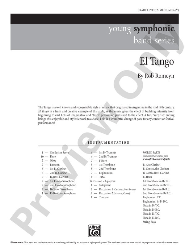 El Tango: Score: Concert Band Score - Digital Sheet Music Download