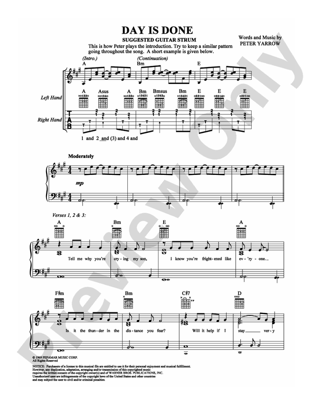 Day Is Done: Piano/Vocal/Chords: Peter, Paul & Mary - Digital Sheet ...