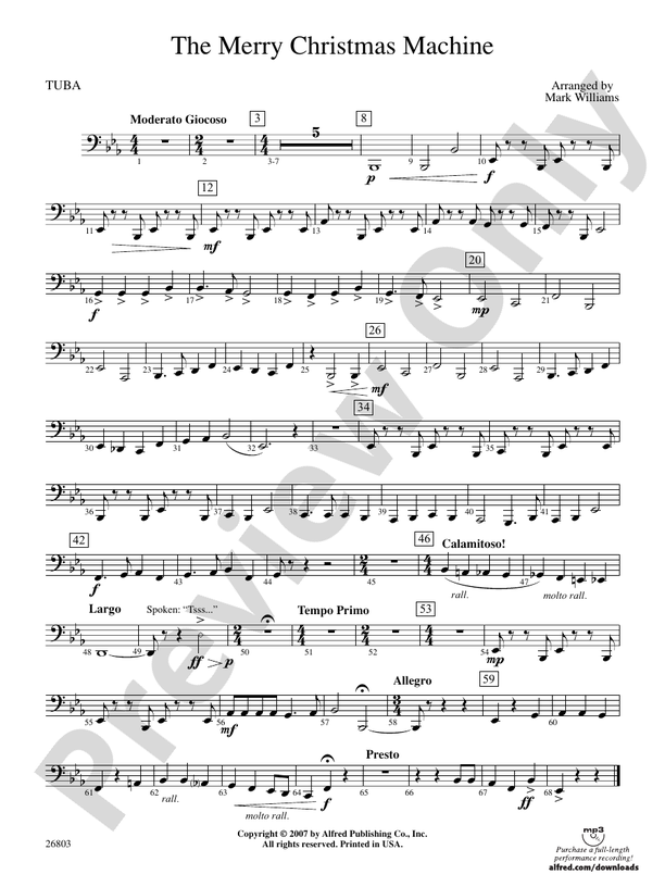 The Merry Christmas Machine: Tuba: Tuba Part - Digital Sheet Music Download