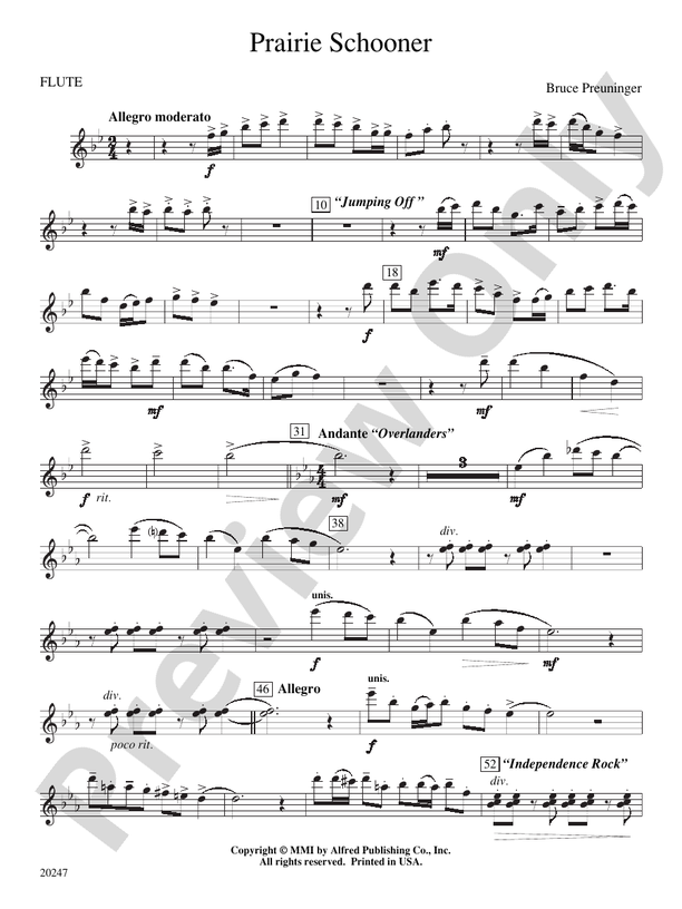 Prairie Schooner: Flute: Flute Part - Digital Sheet Music Download