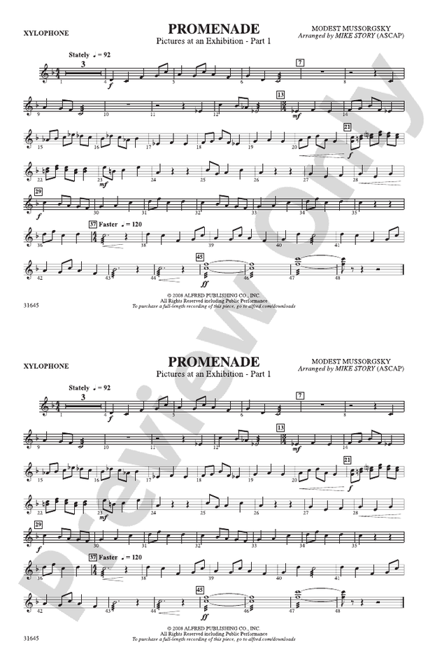 Promenade: Xylophone: Xylophone Part - Digital Sheet Music Download