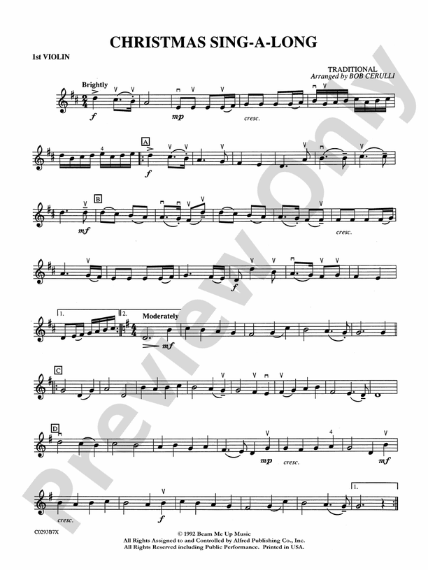 Christmas Sing-a-Long: 1st Violin: 1st Violin Part - Digital Sheet ...