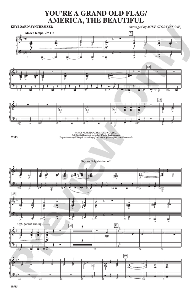 You're a Grand Old Flag / America, the Beautiful: Keyboard/Synthesizer ...
