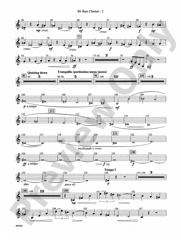 Symphony No. 3 for Band: B-flat Bass Clarinet: B-flat Bass Clarinet ...