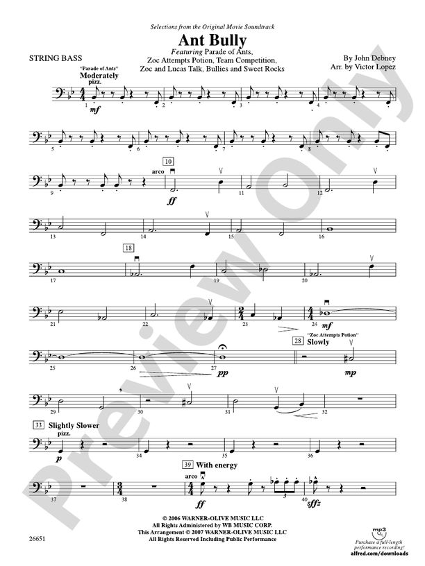 The Ant Bully: String Bass: String Bass Part - Digital Sheet Music Download