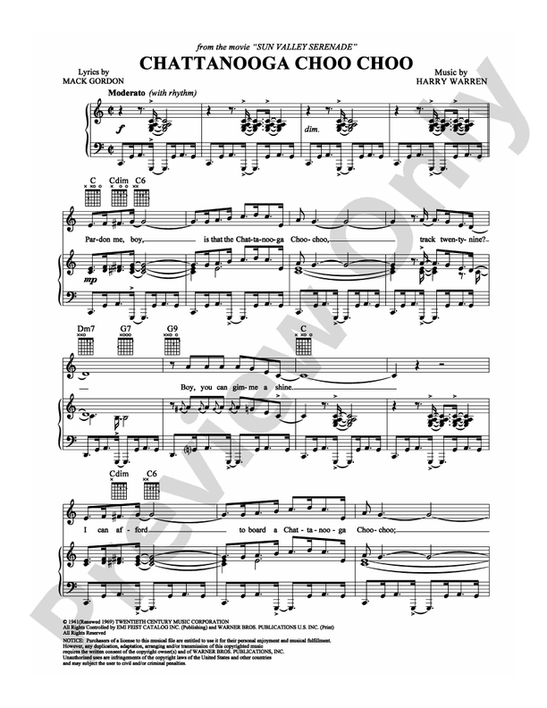 Chattanooga Choo Choo: Piano/Vocal/Chords: Harry Warren - Digital Sheet ...