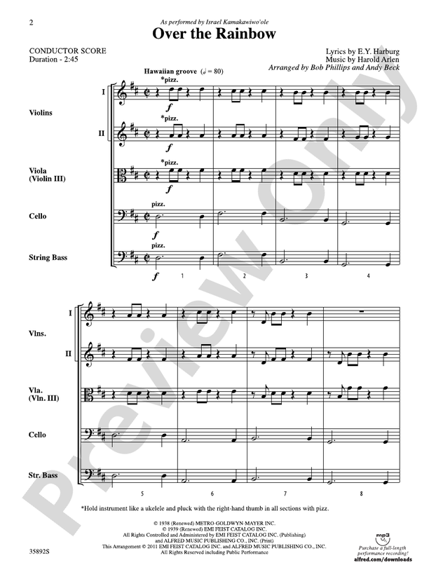 Over the Rainbow: Score: String Orchestra Score - Digital Sheet Music ...