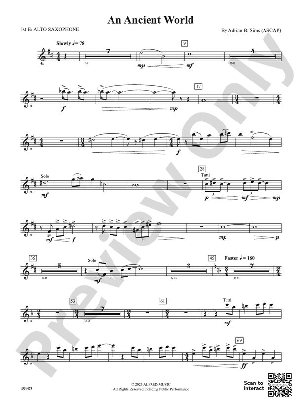 An Ancient World E Flat Alto Saxophone E Flat Alto Saxophone Part