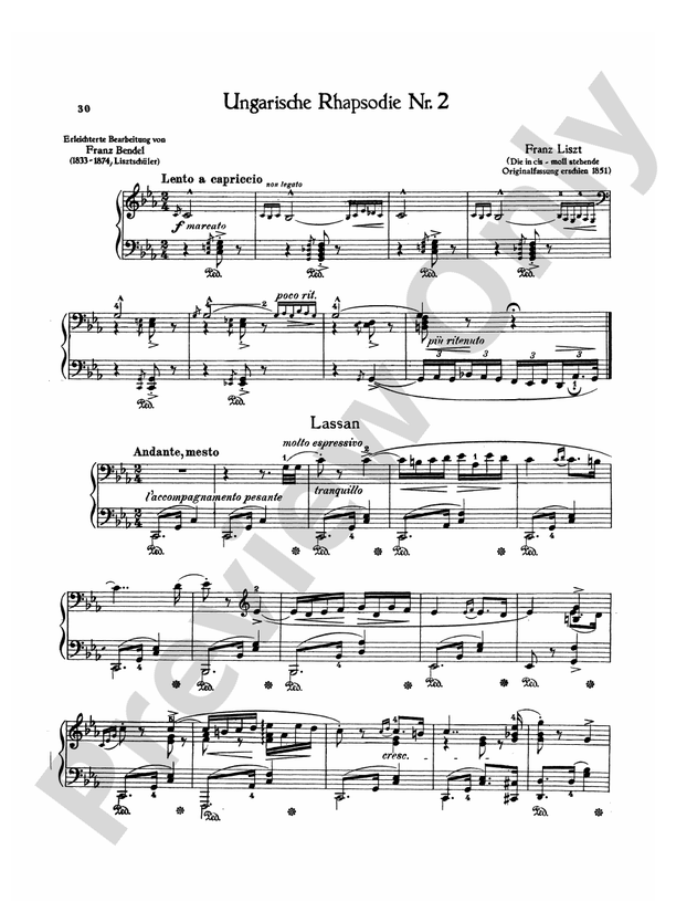 Liszt: Album II: Hungarian Rhapsody No. 2 Part - Digital Sheet Music ...