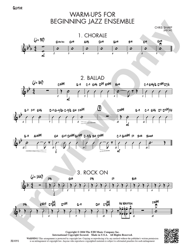 Warm-ups for Beginning Jazz Ensemble: Guitar: Guitar Part: Chris Sharp ...