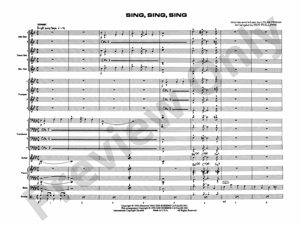 Sing, Sing, Sing: Score: Jazz Ensemble Score - Digital Sheet Music Download