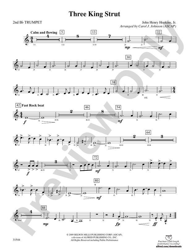 Three King Strut: 2nd B-flat Trumpet: 2nd B-flat Trumpet Part - Digital Sheet Music Download